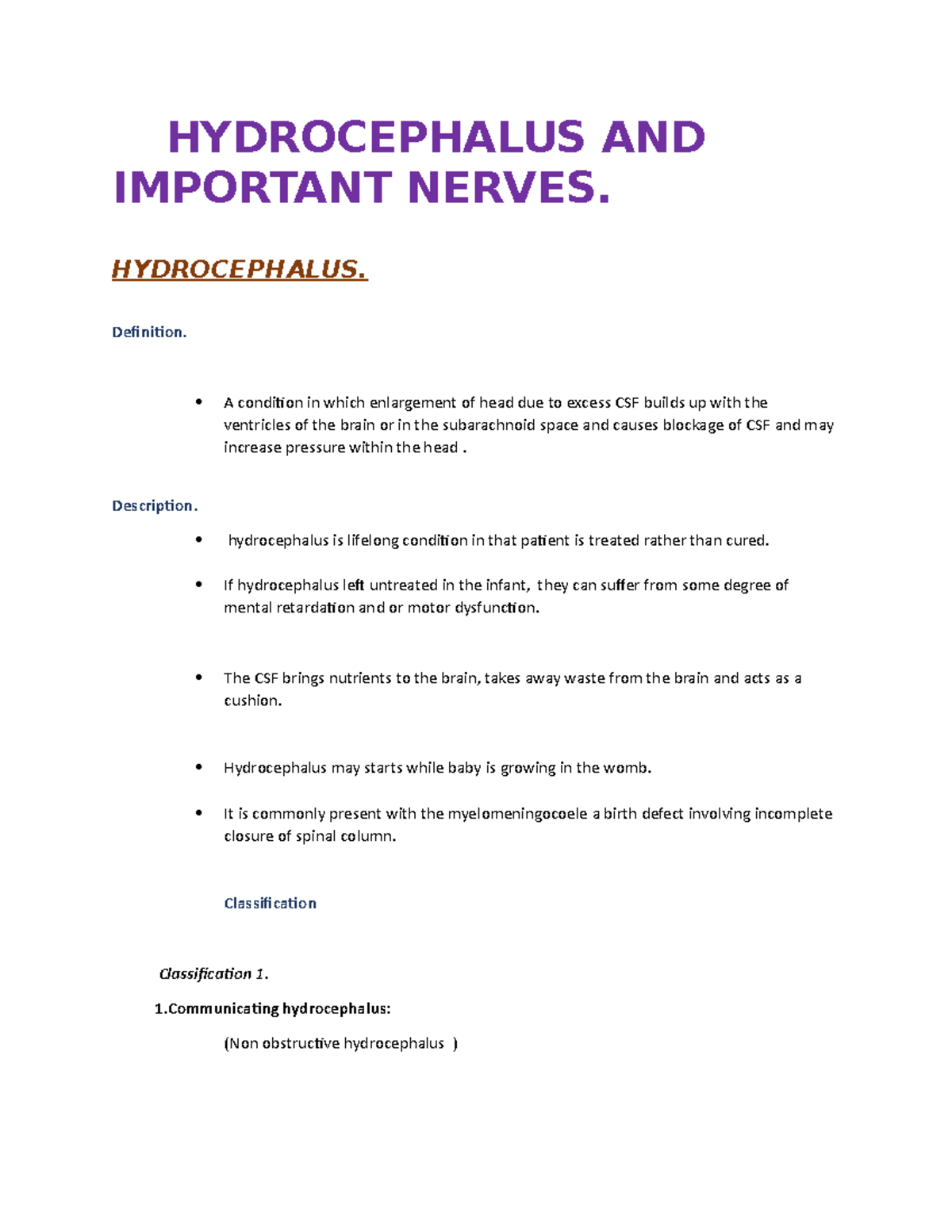 Hydrocephalus and nerves - HYDROCEPHALUS AND IMPORTANT NERVES ...