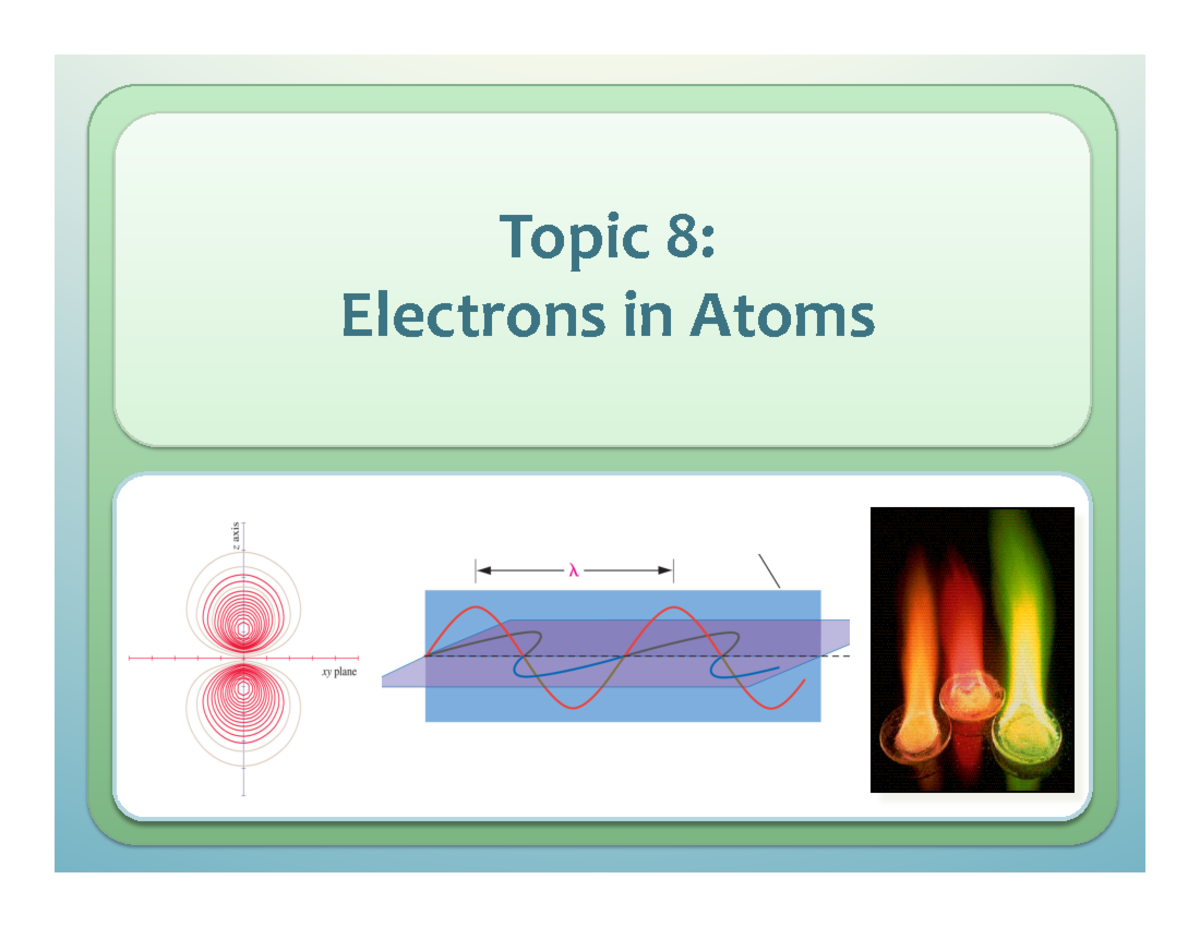 L8 Electrons in Atoms - Lecture notes 1 - Topic 8: Electrons in Atoms A ...