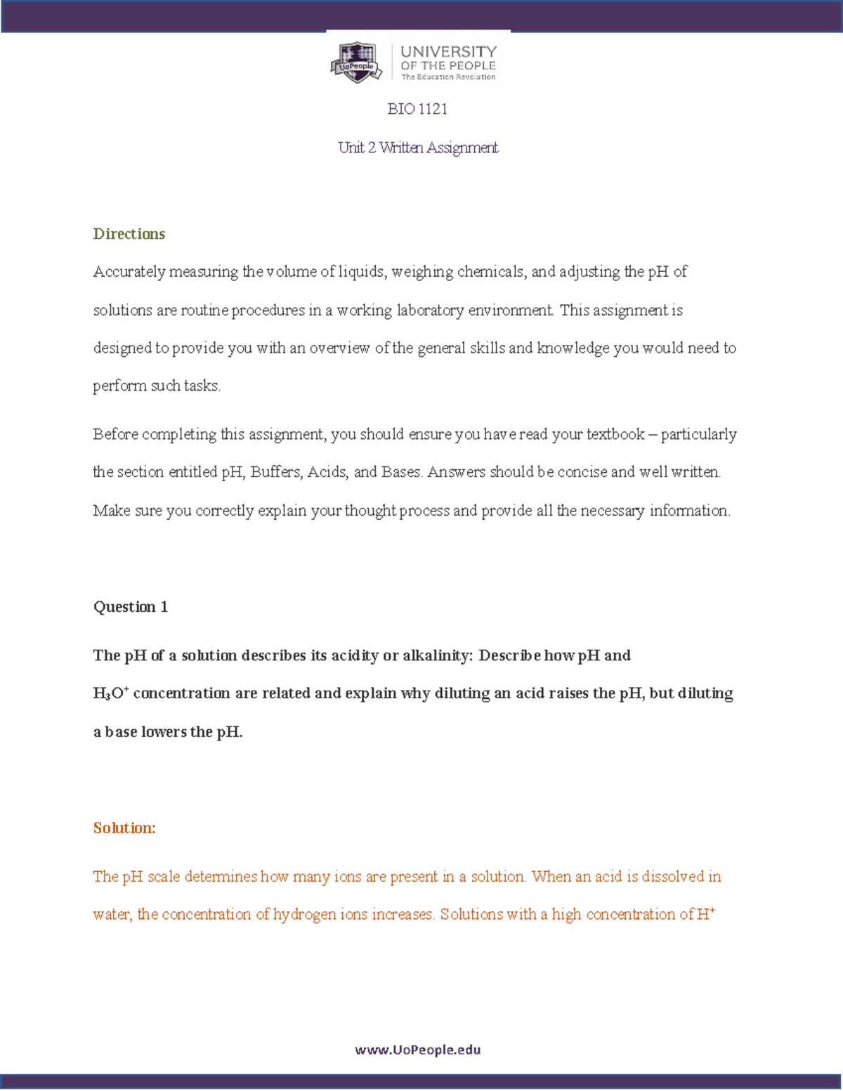 Bio 1121 Unit 2 Written Assingment - BIO 1121 Unit 2 Written Assignment Directions Accurately ...