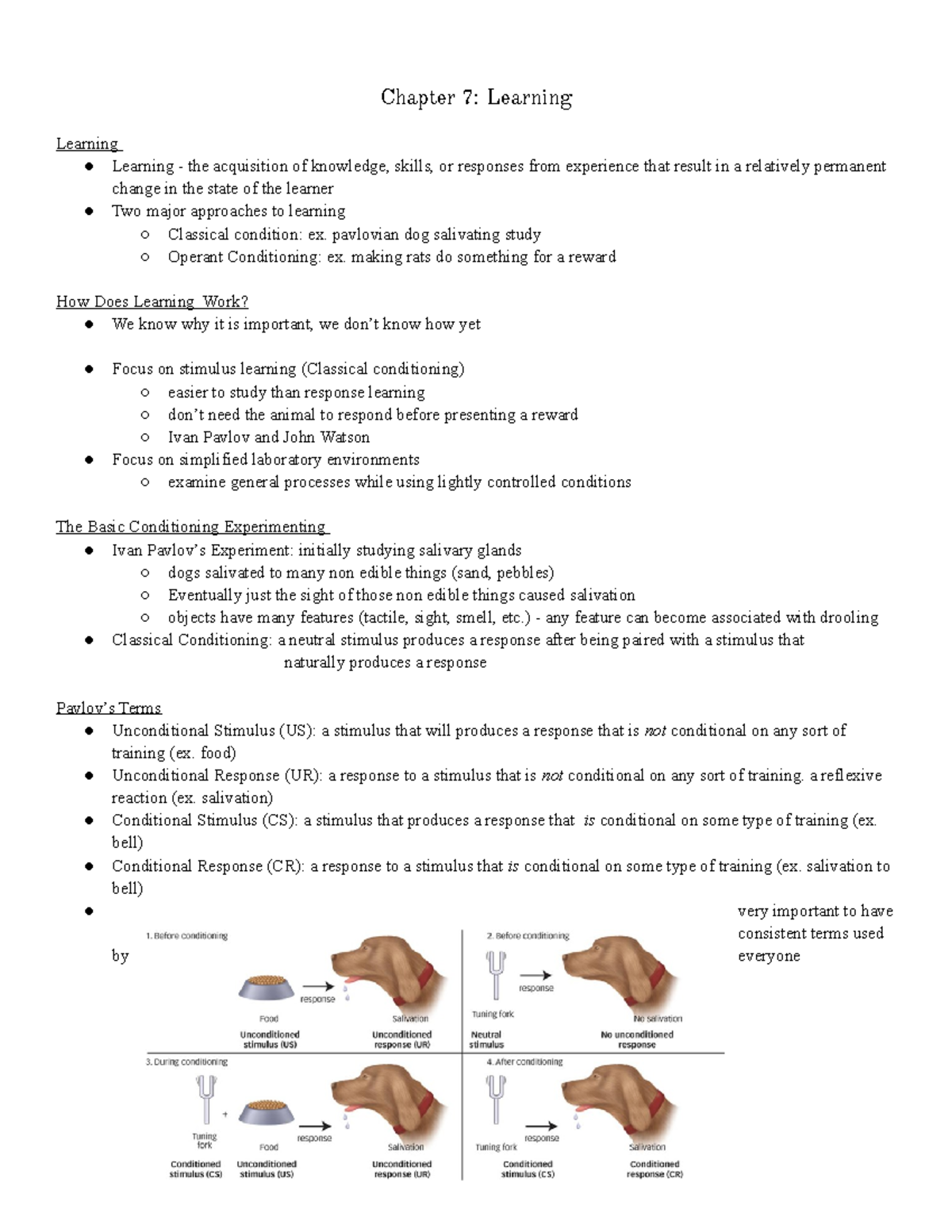 Psych - Chapter 7 - michele moscicki - Chapter 7: Learning Learning Learning - the acquisition ...