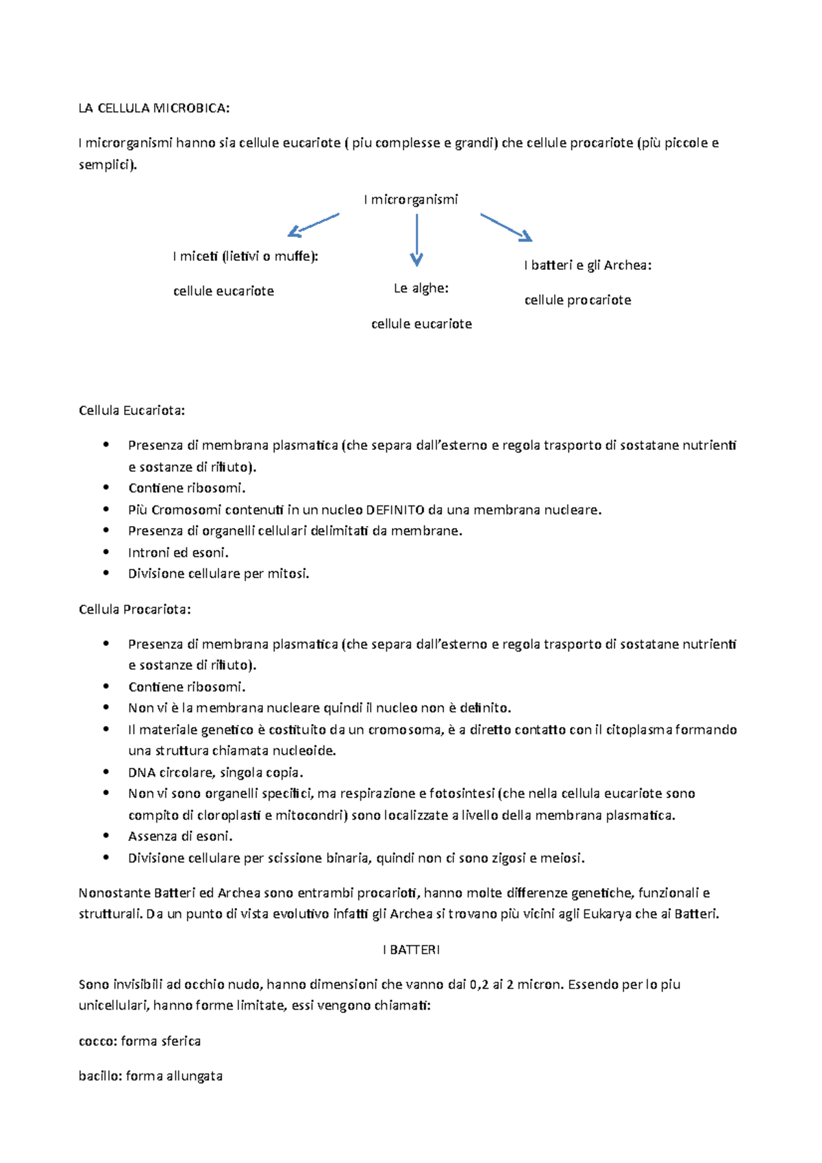 LA Cellula Microbica - Riassunto Microbiologia - LA CELLULA MICROBICA ...