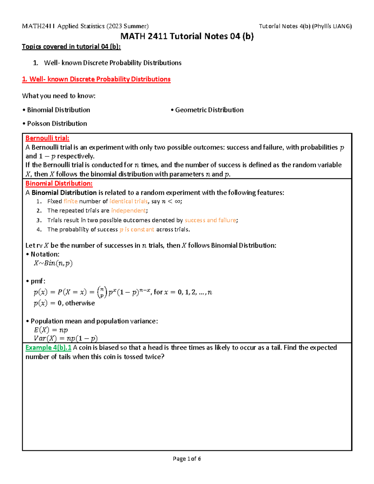 MATH2411 Tutorial Notes 04(b) - MATH 2411 Tutorial Notes 04 (b) Topics ...