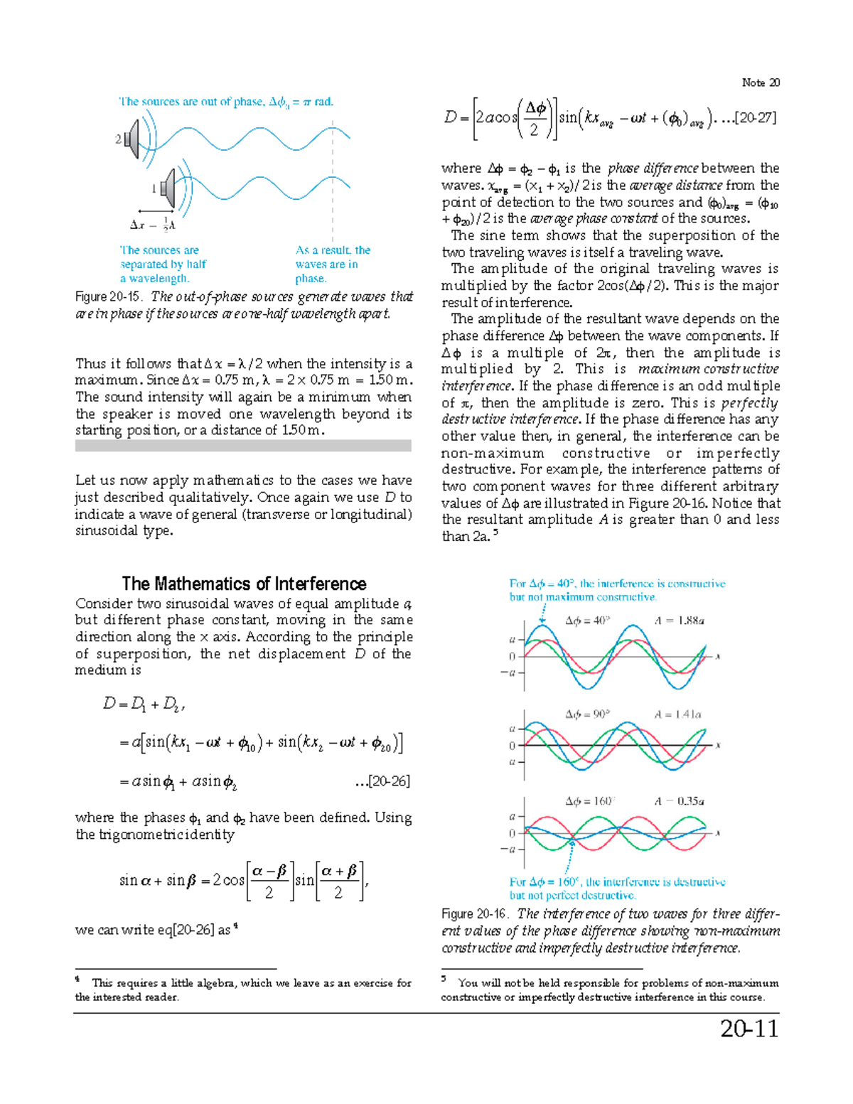 The Principle of Superposition-3 - Note 20 Figure 20-15. The out-of-phase sources generate waves ...