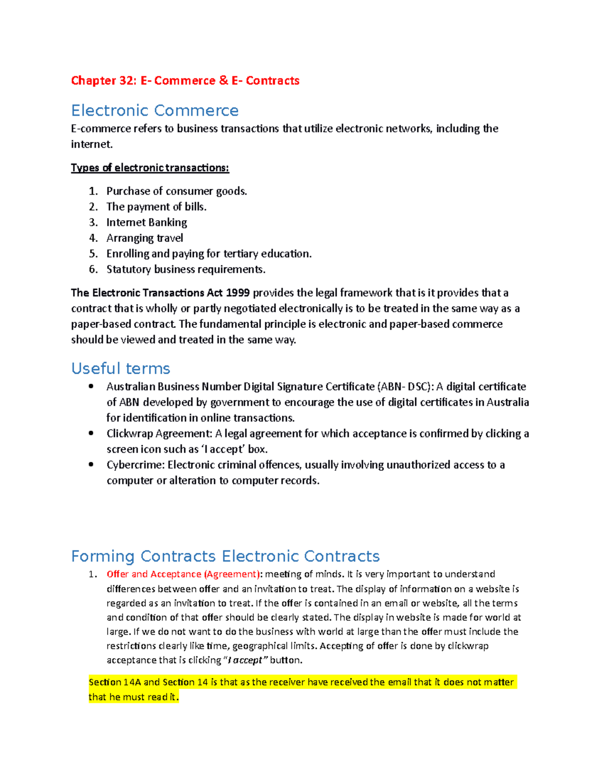 E-Commerce and E-Contracts - Chapter 32: E- Commerce & E- Contracts ...