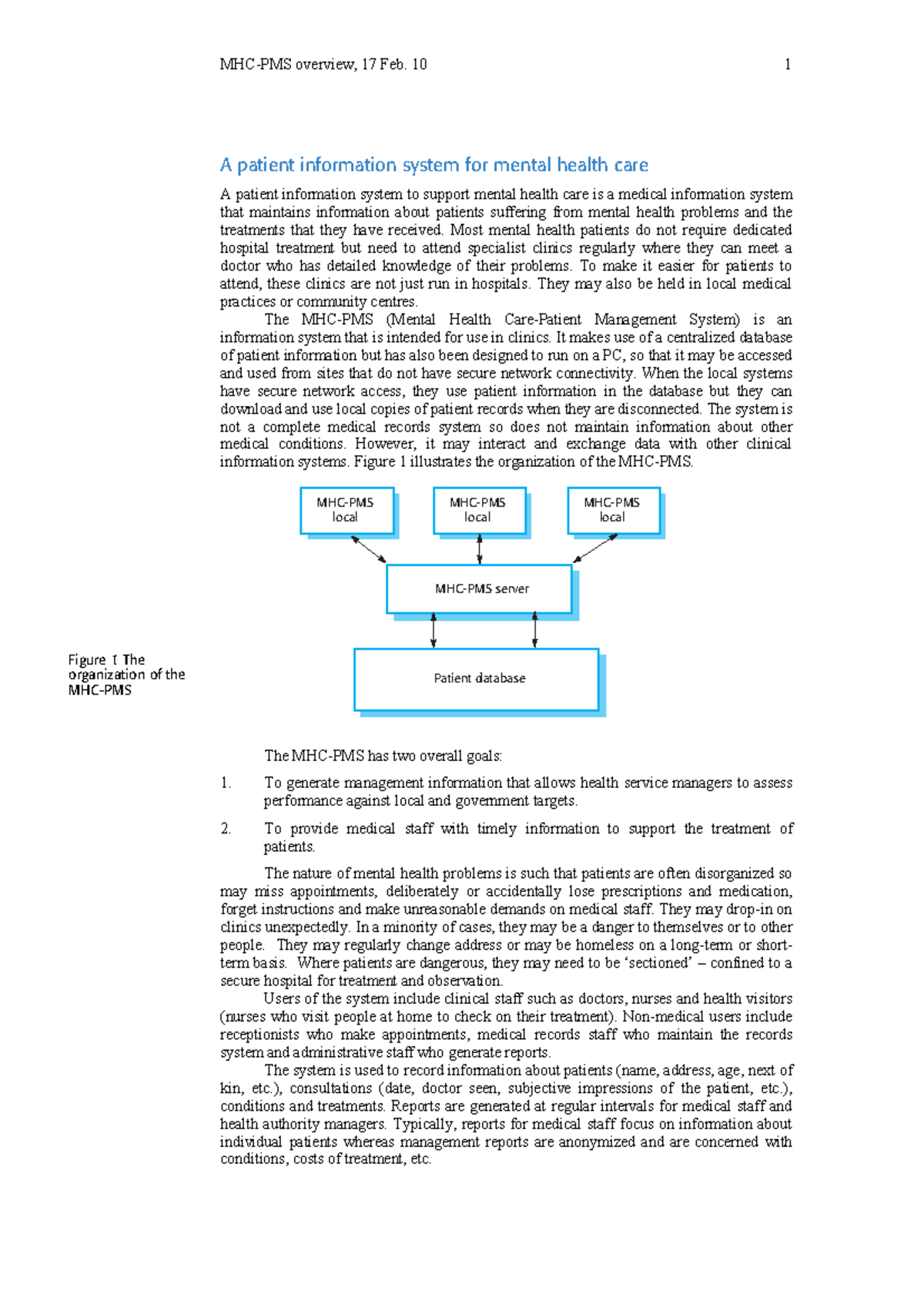 MHC-PMS-overview - Case Study - MHC-PMS overview, 17 Feb. 10 1 A ...