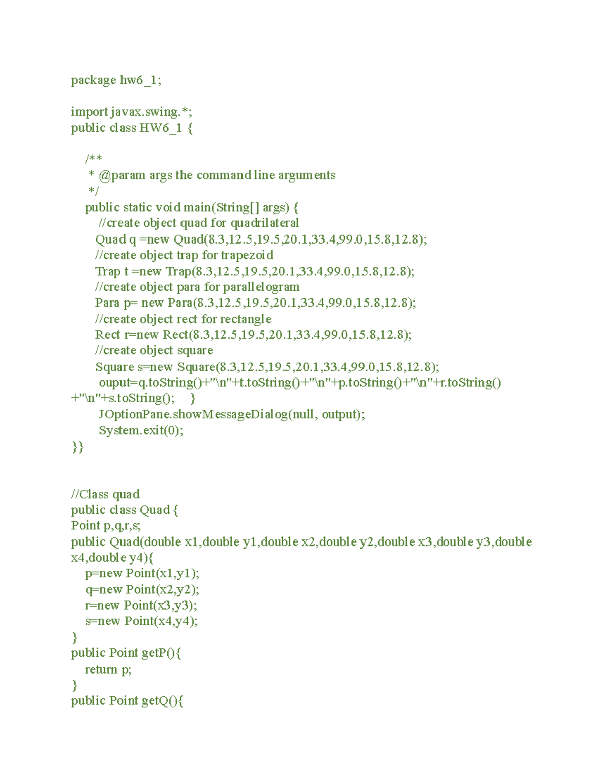 Lecture 6 - package hw6_1; import javax.*; public class HW6_1 ...