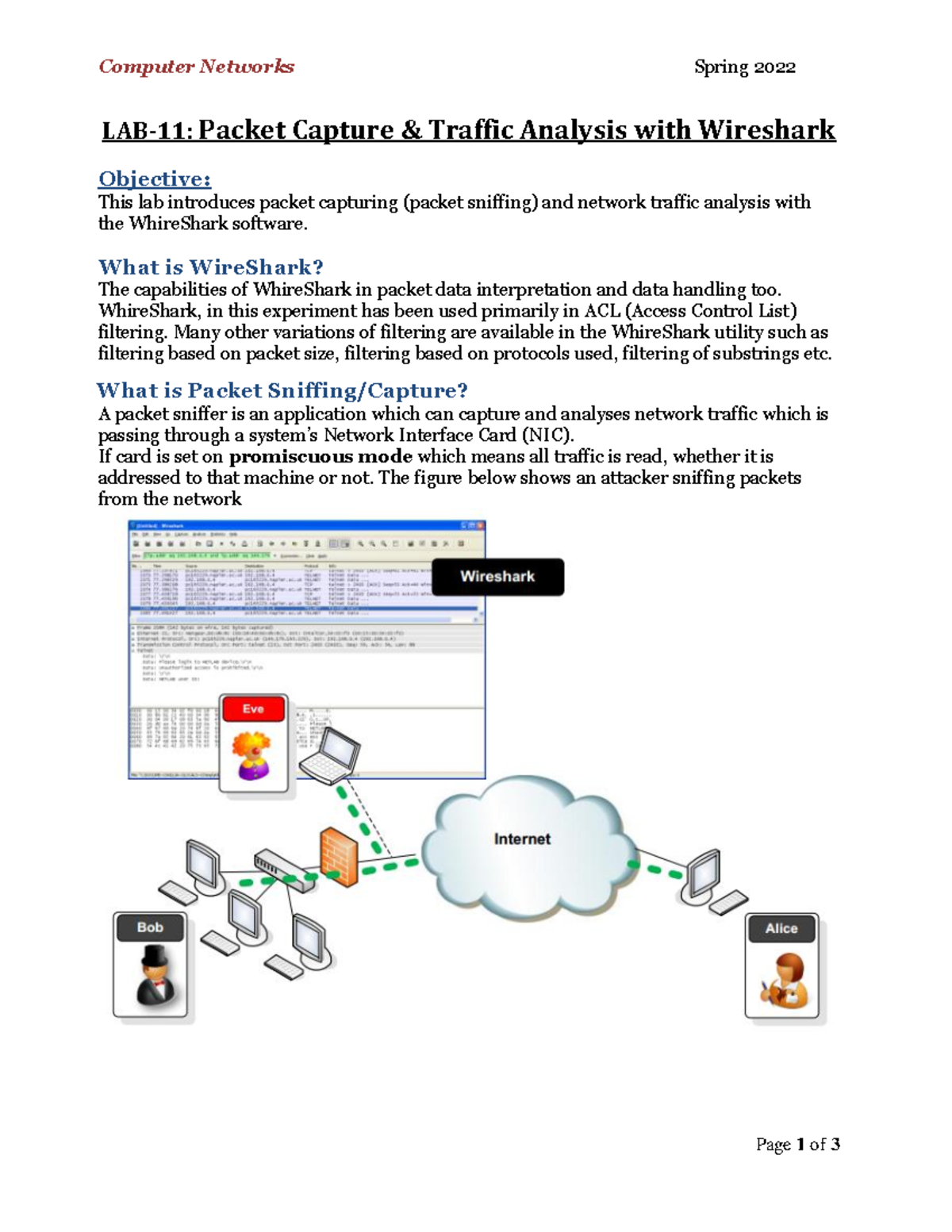 CCN-Lab-8 - Nice one to study - Computer Networks Spring 2022 Page 1 of 3 LAB-11: Packet Capture ...