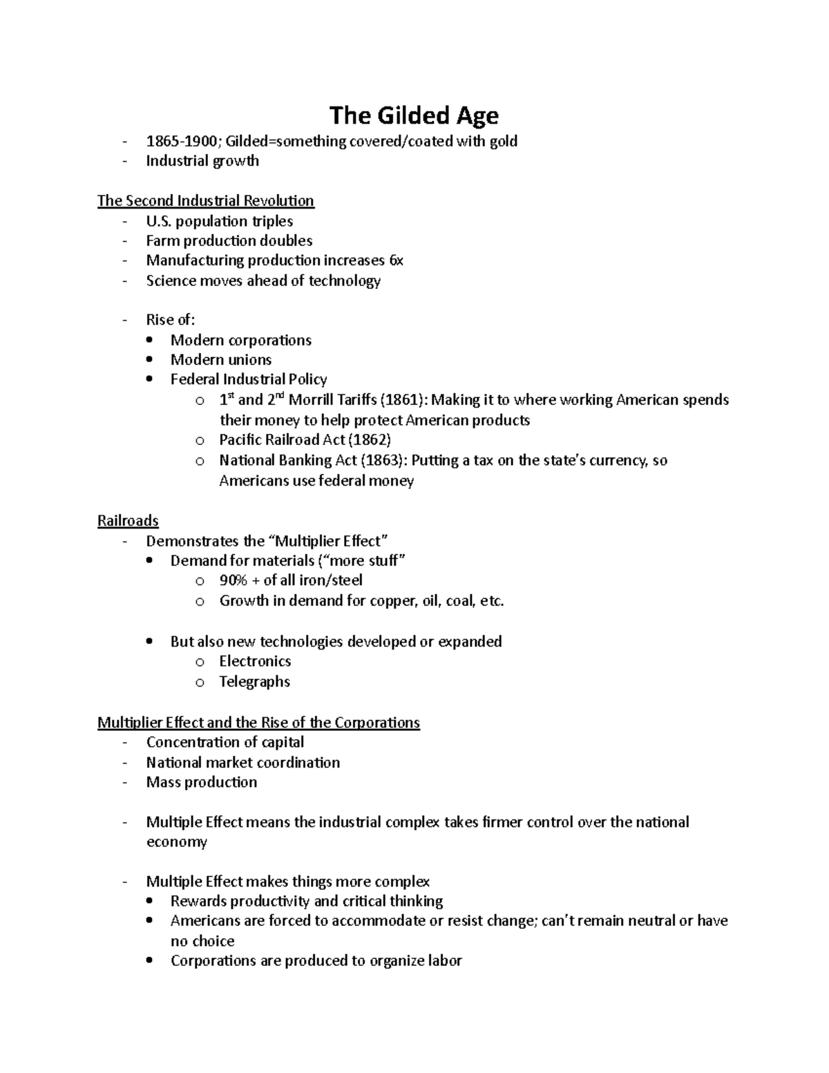 The Gilded Age - HIST 1302 - The Gilded Age 1865-1900; Gilded=something ...