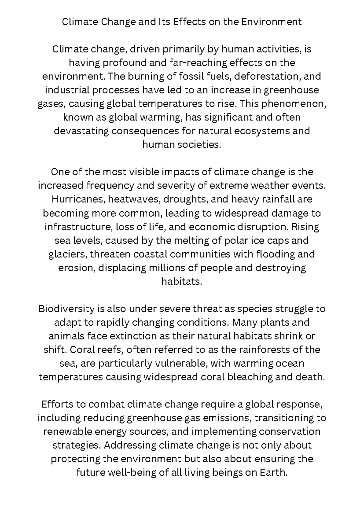 Add a little bit of body text - Climate Change and Its Effects on the ...
