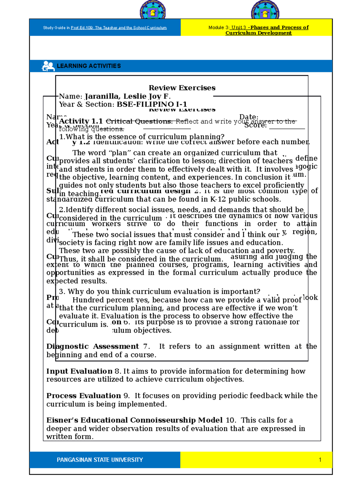 Module 3 the teacher and the school curriculum 1 2 copy copy - LEARNING ...