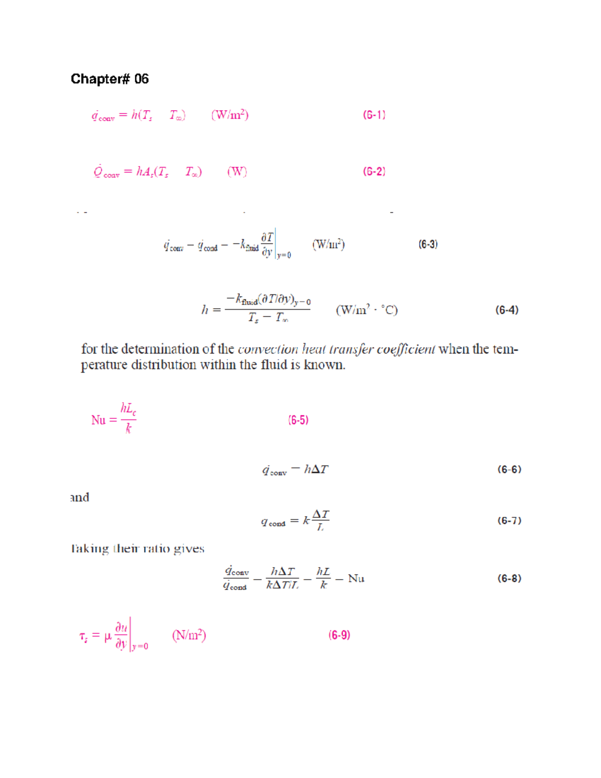HMT formula sheet-1 - Chapter# surface shear stress friction force over entire surface ...