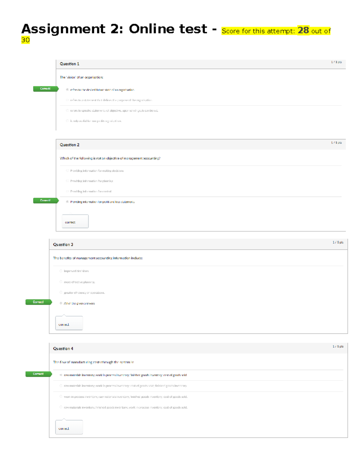 Assignment 2 - Online test - TAKE 2 - ACC20007 - Assignment 2: Online ...