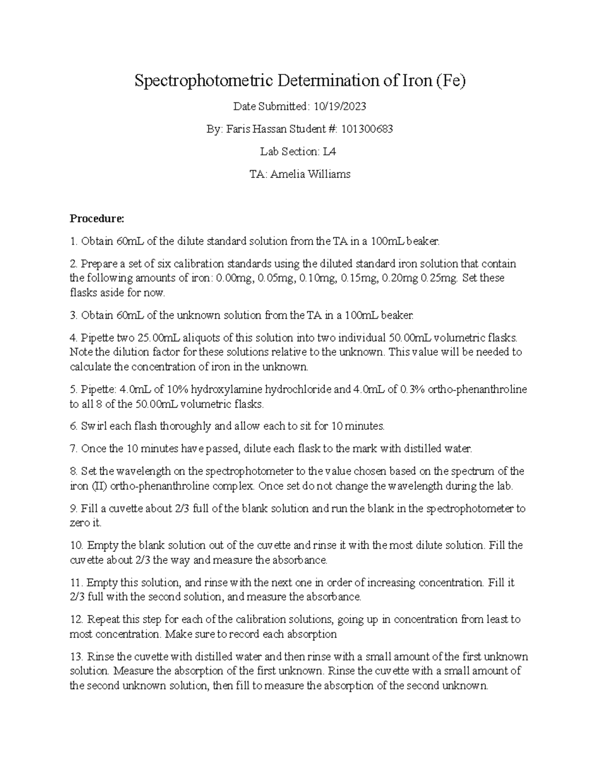 Faris Hassan 101300683 Fe Lab Report TA - Amelia Williams 10-19-2023 ...