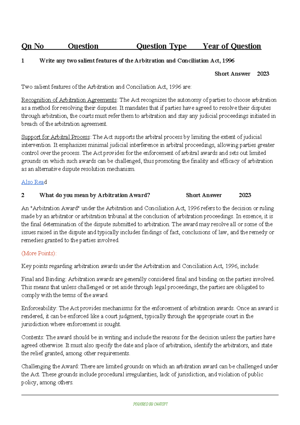 ADR - PYQ with Answers - Previous Year Questions - Qn No Ouestion ...