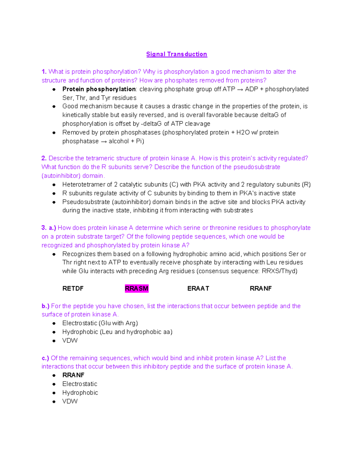 Study Guide Exam 3 - Dr. Ed Wright - Signal Transduction 1. + What is ...