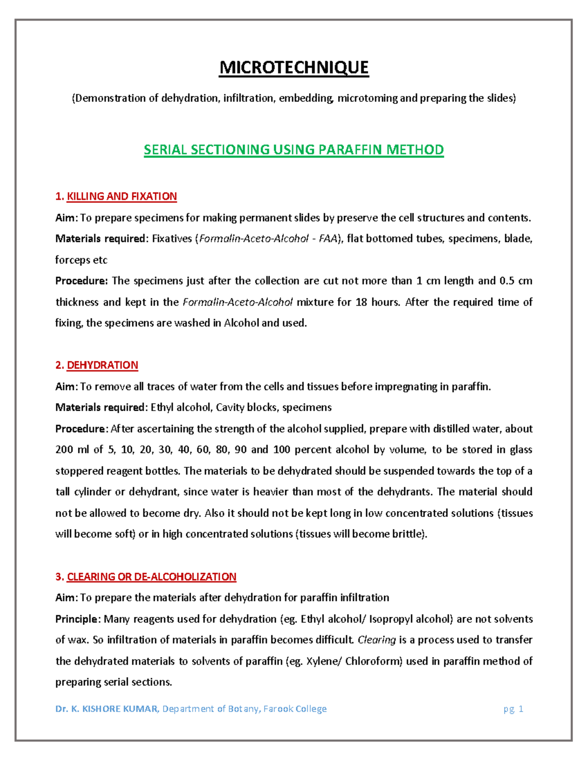 Permanent slide preparation - MICROTECHNIQUE (Demonstration of ...