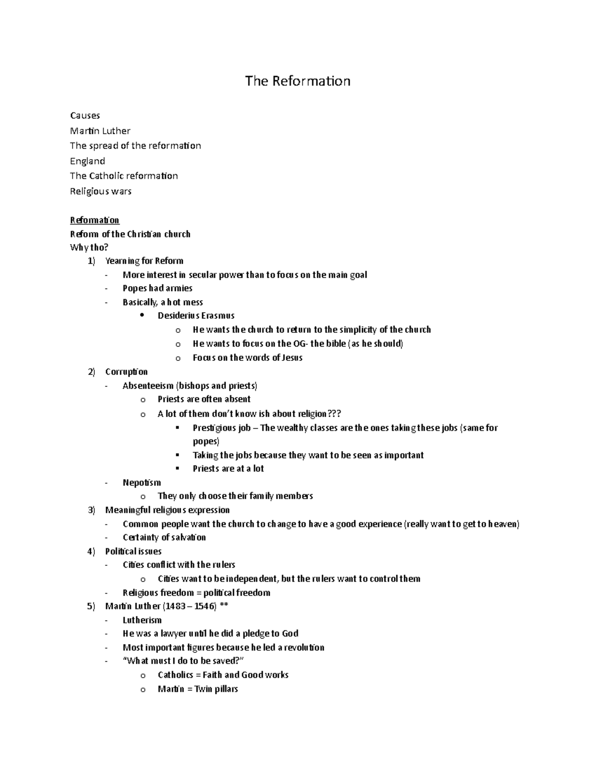 The Reformation - These are the lecture notes for Western civilization ...