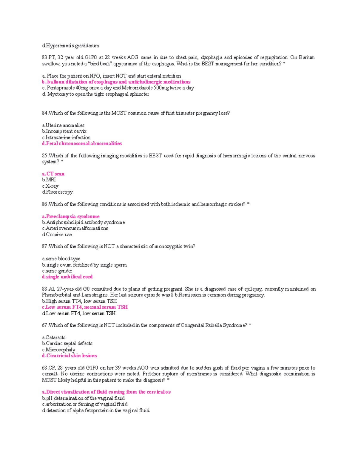 Operation doctor exam part 1 - d gravidarum 83, 32 year old G1P0 at 28 ...