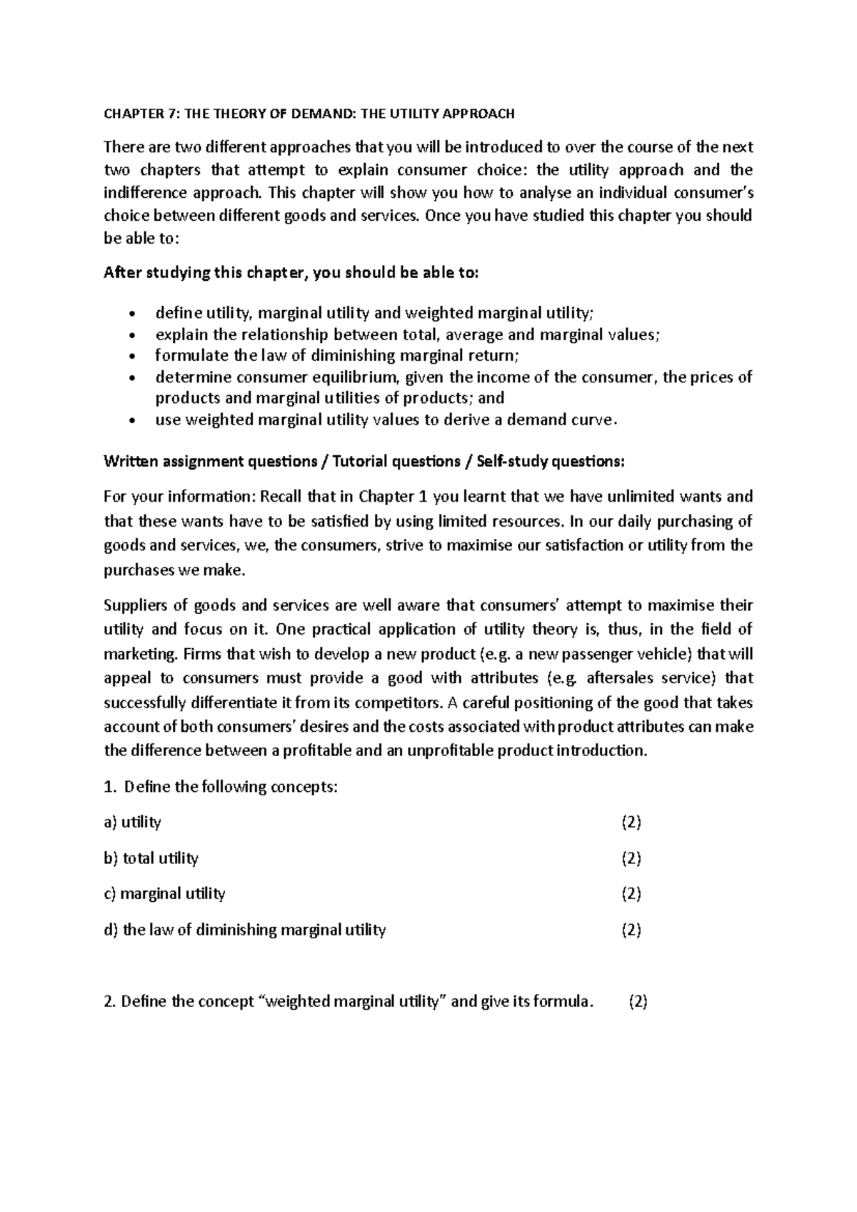 Chapter 7 Study Guide - Practice Questions - CHAPTER 7: THE THEORY OF ...