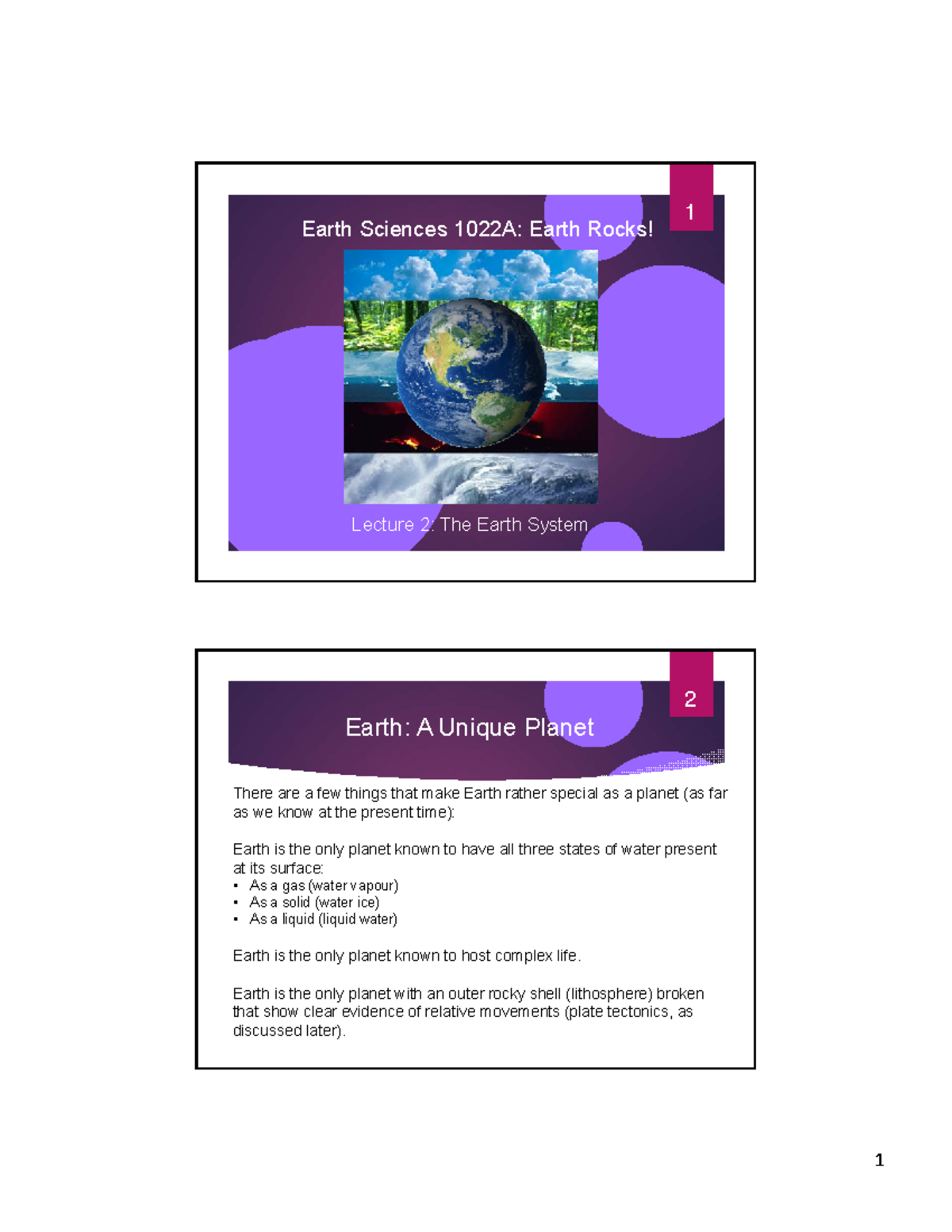 ES 1022 AW2T Lec2 Earthsystemwebdf - Earth Sciences 1022A: Earth Rocks ...