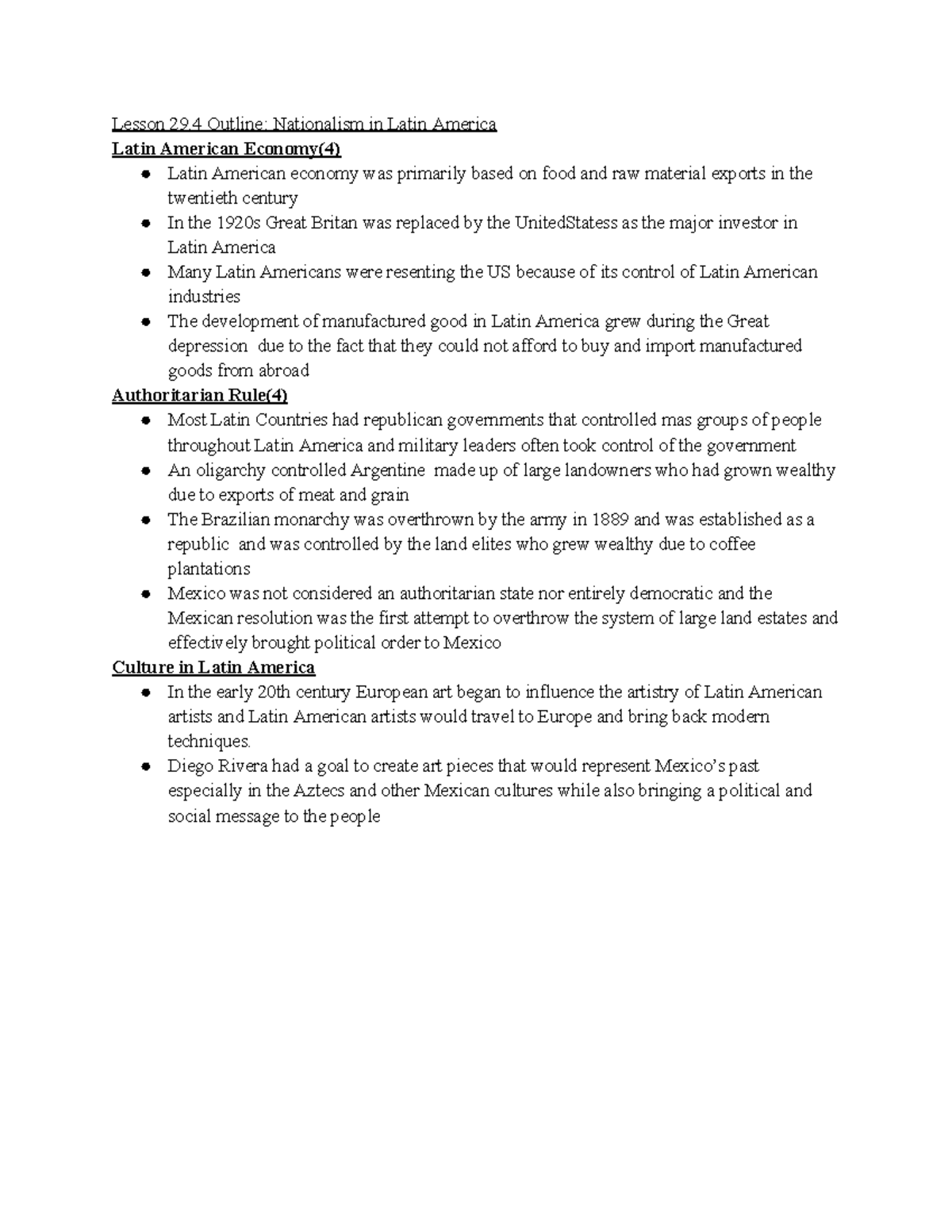 Lesson 29.4 Outline: Nationalism in Latin America - Lesson 29 Outline ...