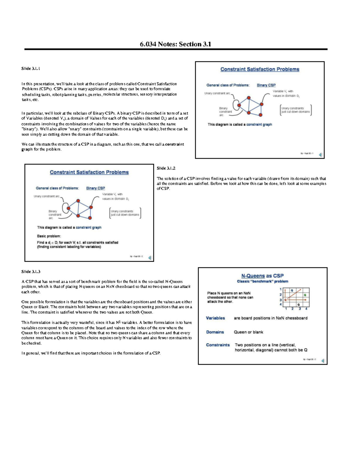 CSP and Games - 6 Notes: Section 3. Slide 3. In this presentation, we ...