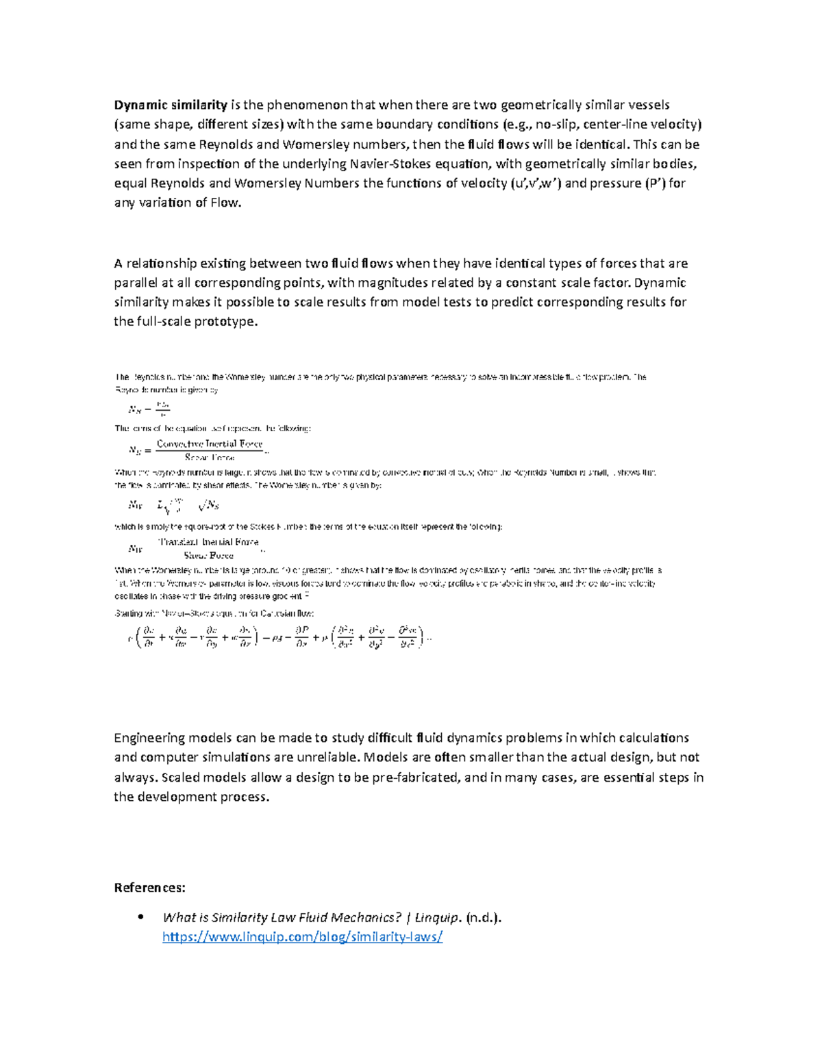 Dynamic similarity - , no-slip, center-line velocity) and the same Reynolds and Womersley ...