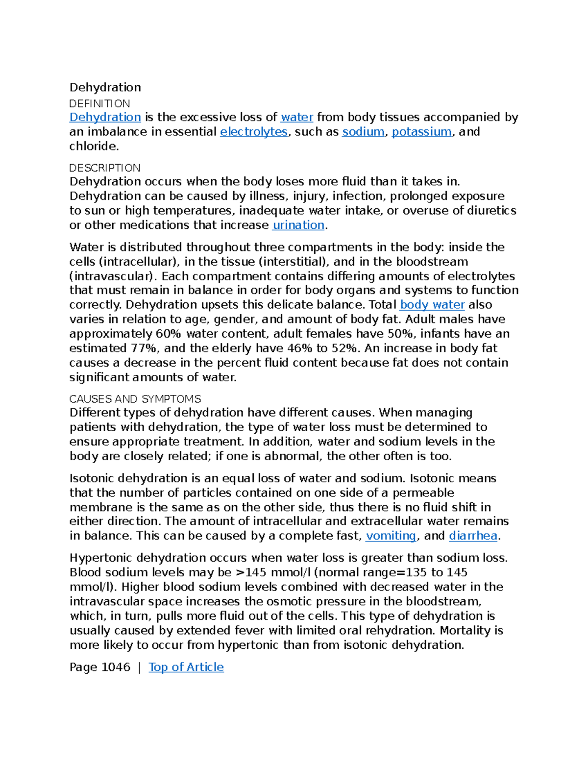 Dehydration week 5 notes - Dehydration DEFINITION Dehydration is the ...