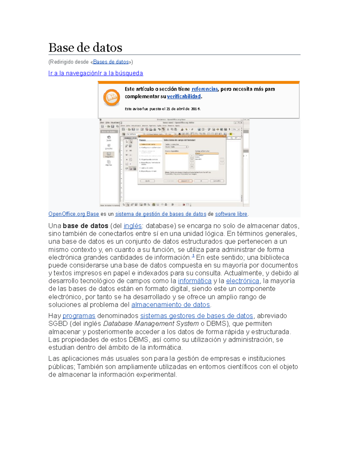Bases de datos para el big data - Base de datos (Redirigido desde ...