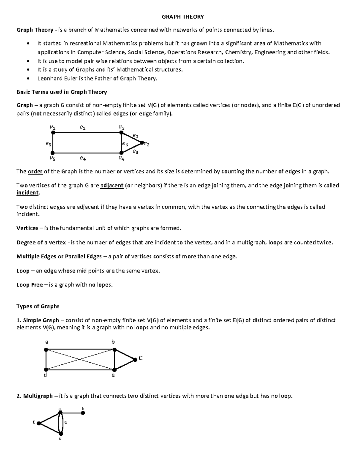 Graph Theory - CHEM MMW - GRAPH THEORY Graph Theory - is a branch of Mathematics concerned with ...