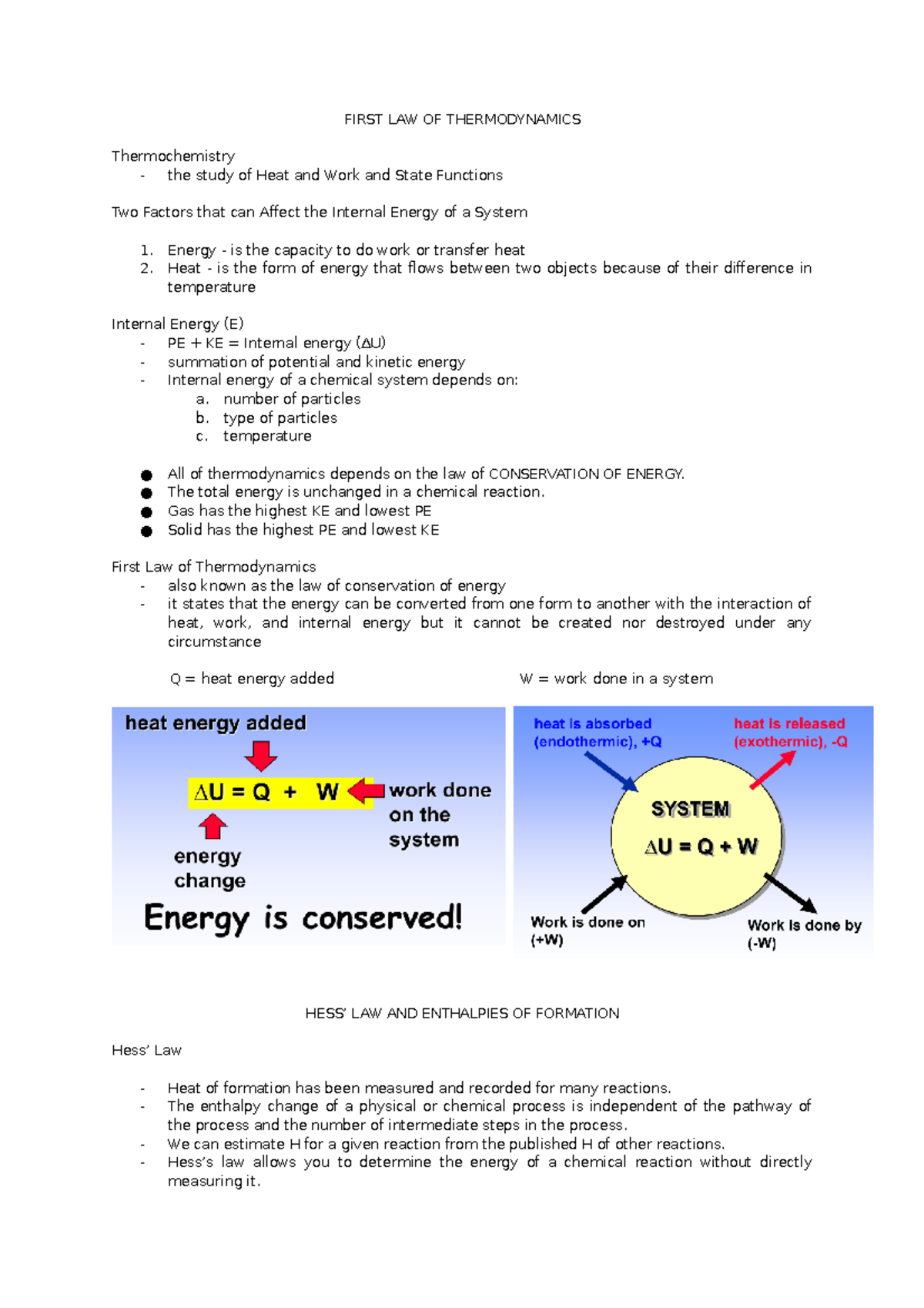 CHEM Chapter TEST #3 - Hope it helps - FIRST LAW OF THERMODYNAMICS ...