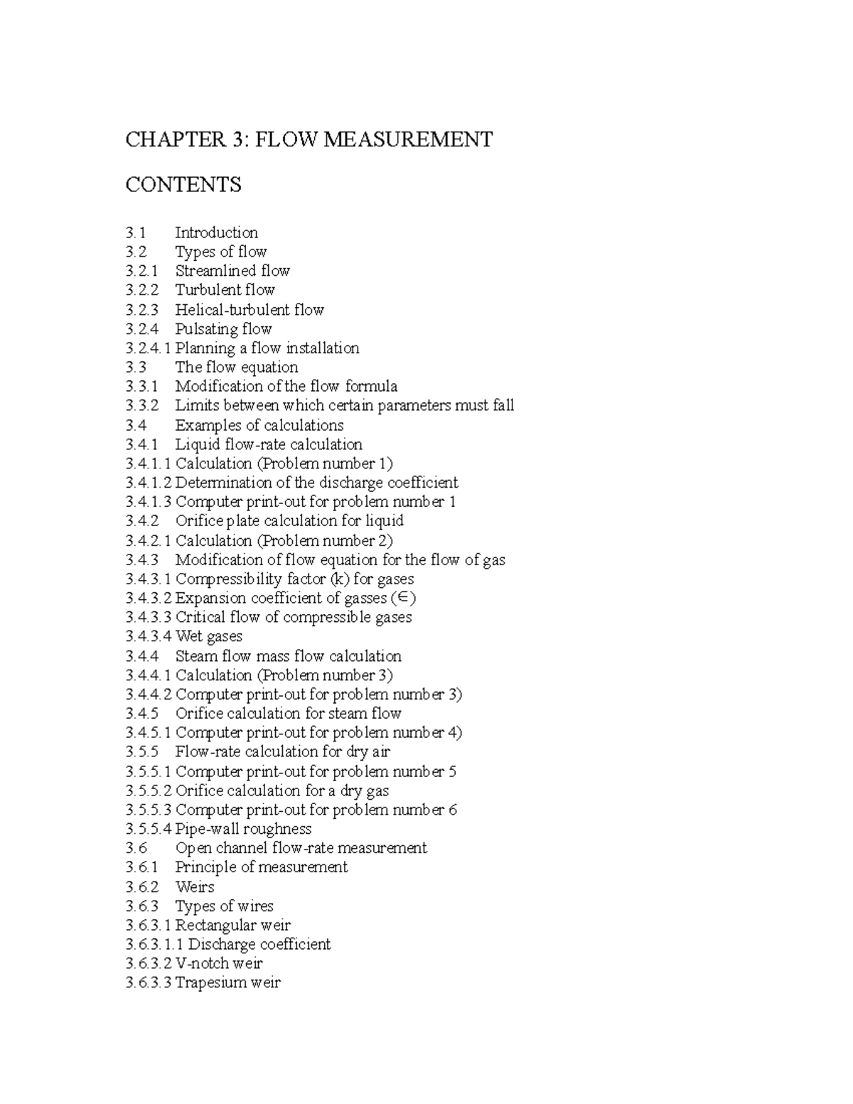 Chapter 3 - Flow Measurement - CHAPTER 3: FLOW MEASUREMENT CONTENTS 3 ...
