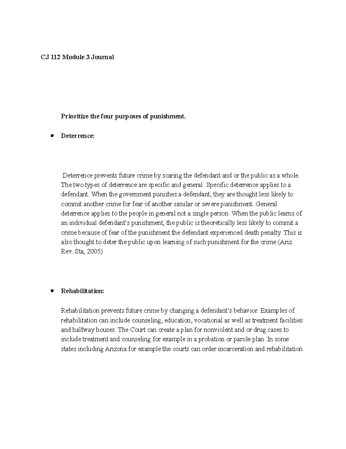 Criminal Justice 112- 3-1 Journal - CJ 112 Module 3 Journal Prioritize ...