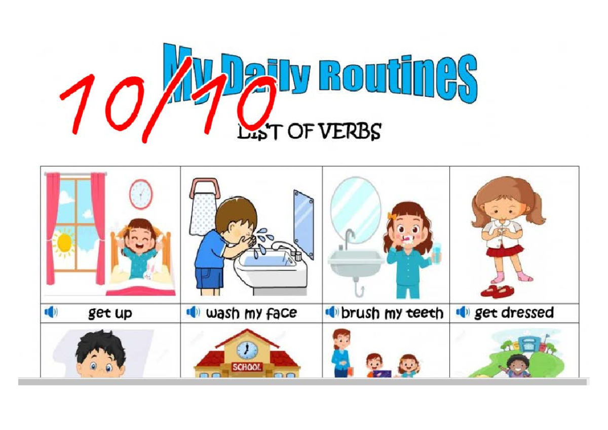 Worksheet-daily routines verbs - Inglés nivel 2 - Studocu