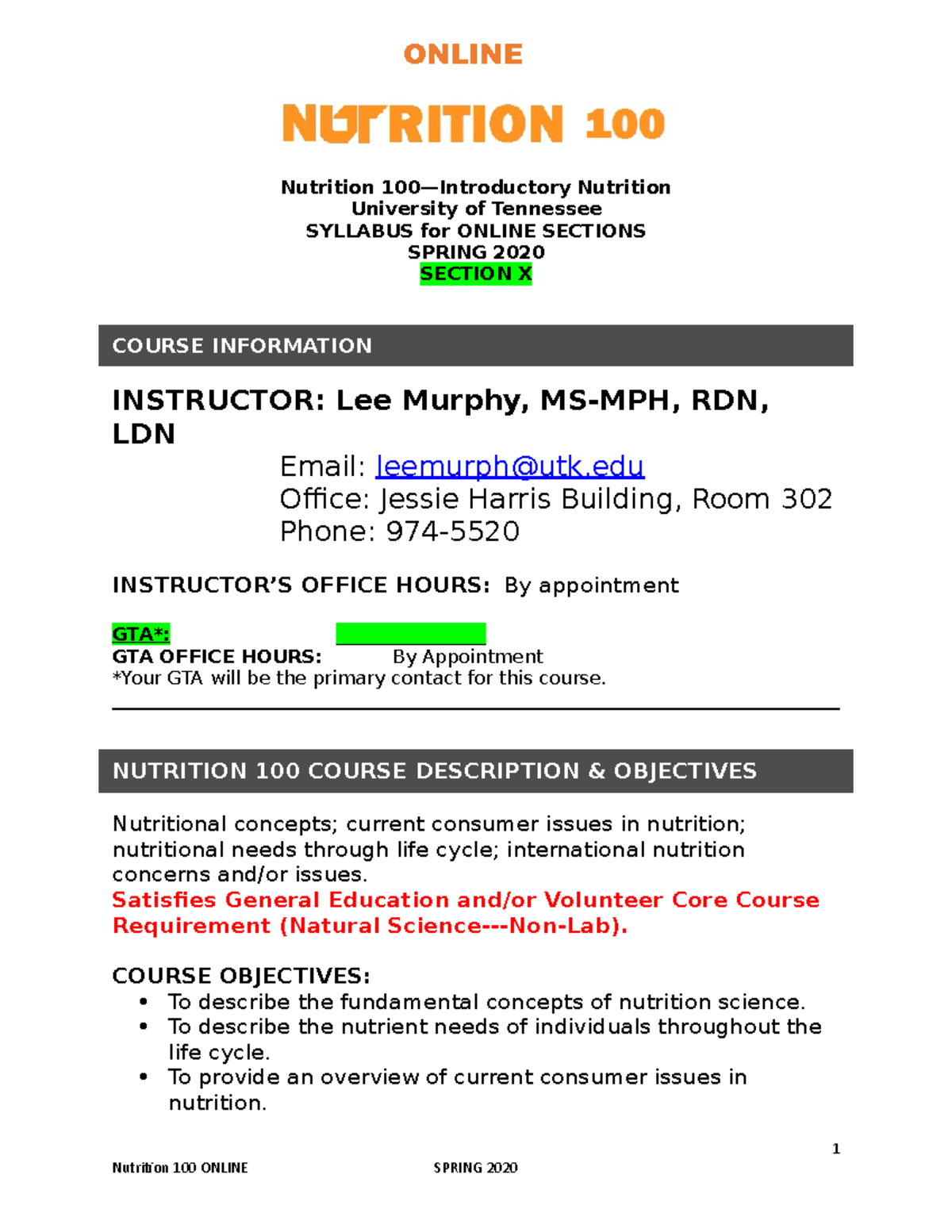 GRL Syllabus Online - Nutrition 100—Introductory Nutrition University ...