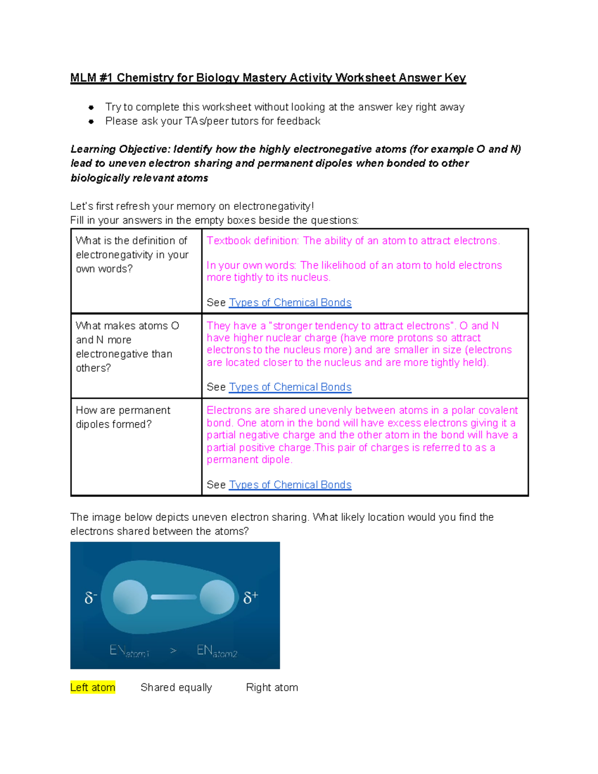 MLM ^N1 Mastery Activity Answer Key corrected - MLM #1 Chemistry for ...