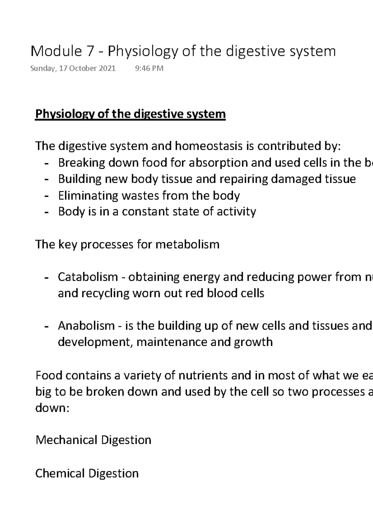 HLWB103 Module 7 - Physiology of the digestive system - Physiology of ...