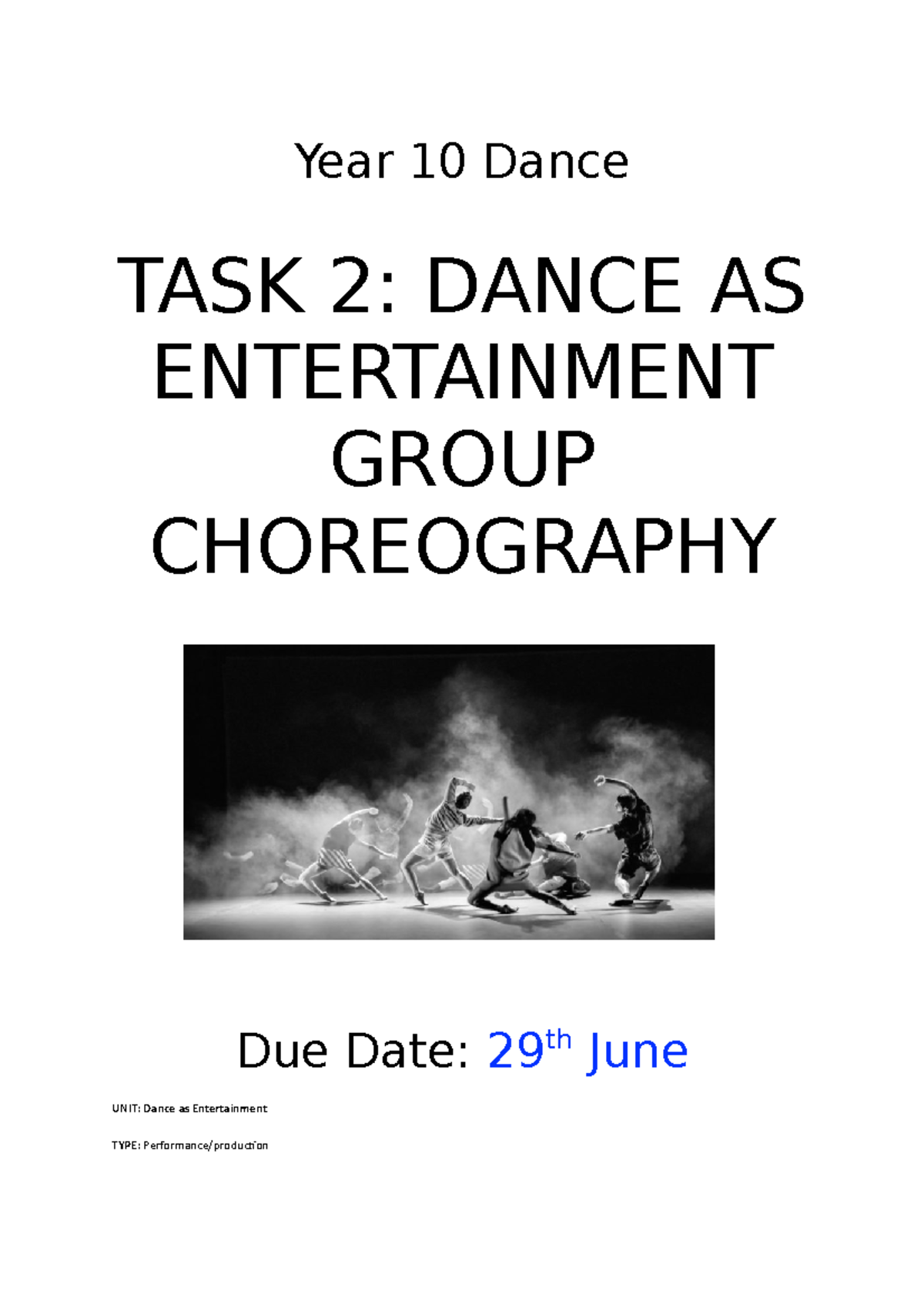 Year 10 Dance Choreographed Routine - Year 10 Dance TASK 2: DANCE AS ...