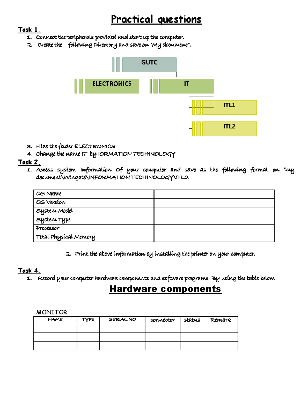 COC Level 1 - networkin practical exam model - Practical questions Task 1. 1. Connect the - Studocu