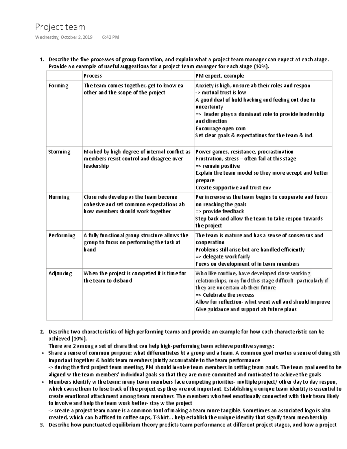 OPS 937 - Managing and Leading Project Teams - Week 5 Project Team ...