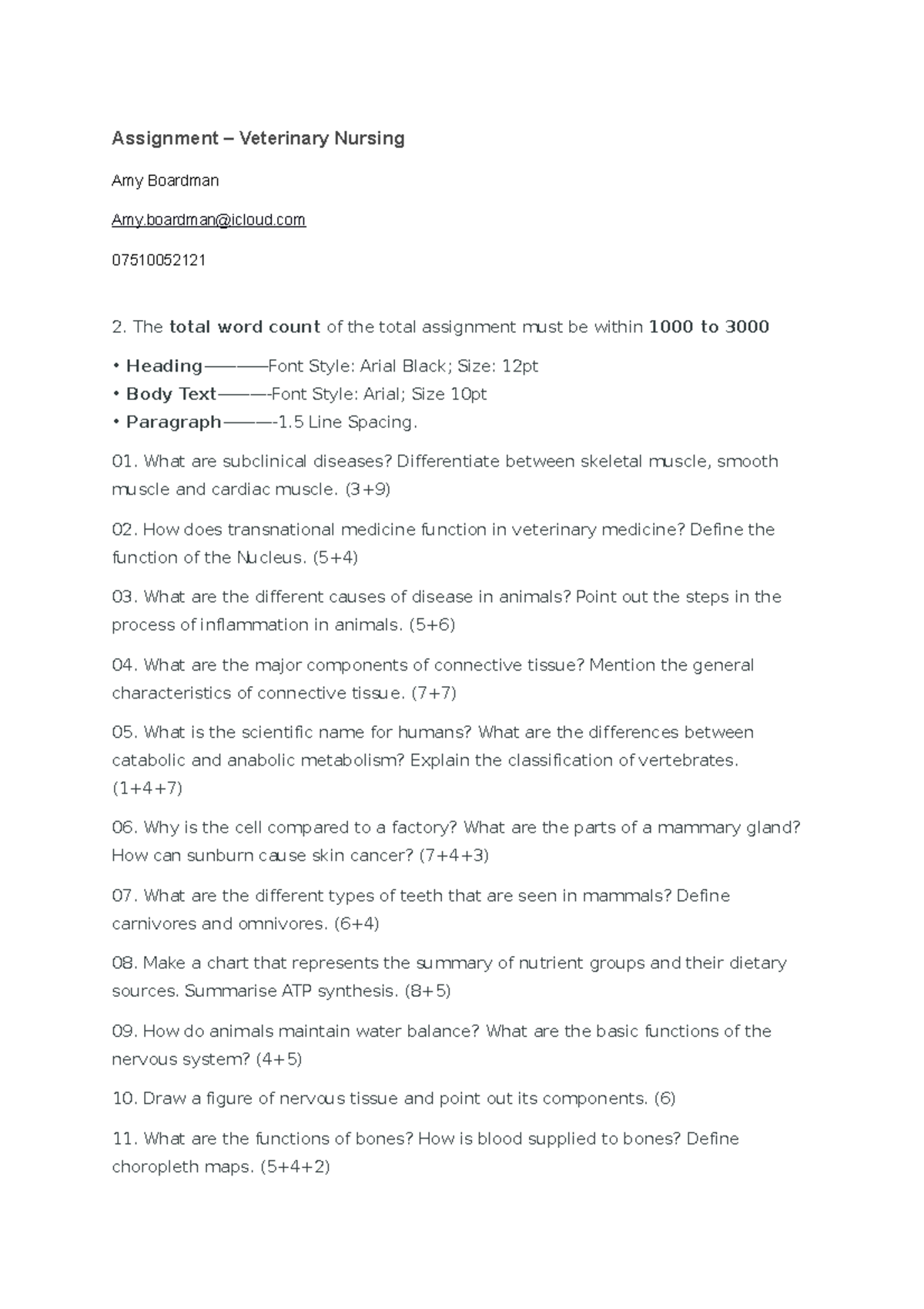 Assignment - n/a - Assignment – Veterinary Nursing Amy Boardman Amy ...