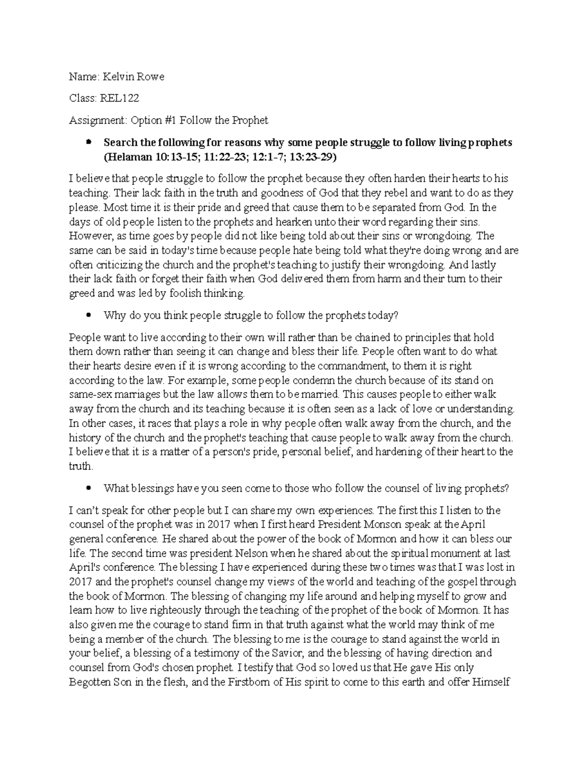 W03 Assignment Directed Study B Kelvin Rowe - Name: Kelvin Rowe Class ...