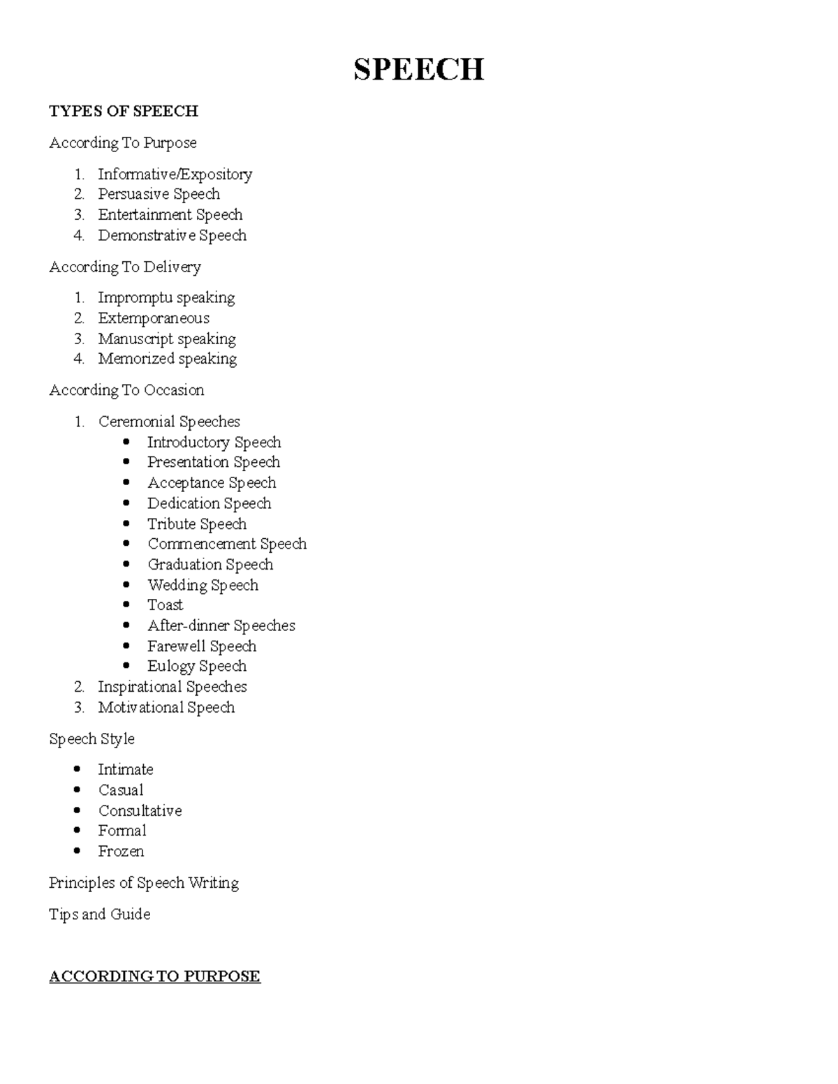 Speech - Example: A teacher telling students about earthquakes. A ...