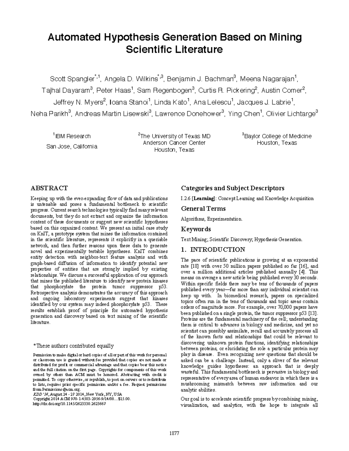 Automated Hypothesis Generation Based On Mining Automated Hypothesis
