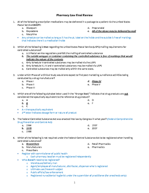 Law Exam 1 - Law Exam 1 Practice - Question Answer 1 T/F. when a drug ...