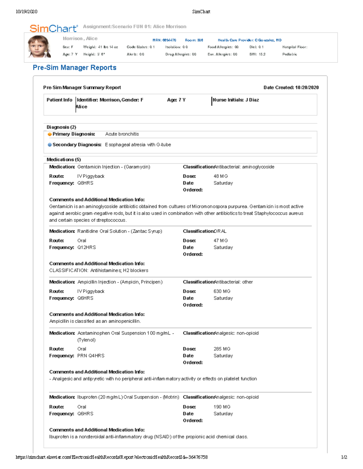 AM Sim Chart - Shadow Health: End of Life Care (Regina Walker) - 10/19 ...