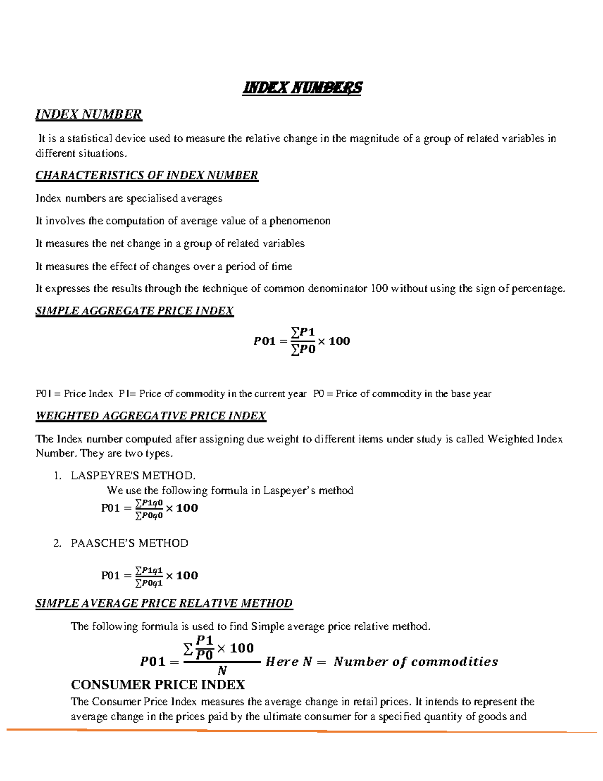 Index numbers lectures note - Plus one Index numbers Prepared by RAJESH ...