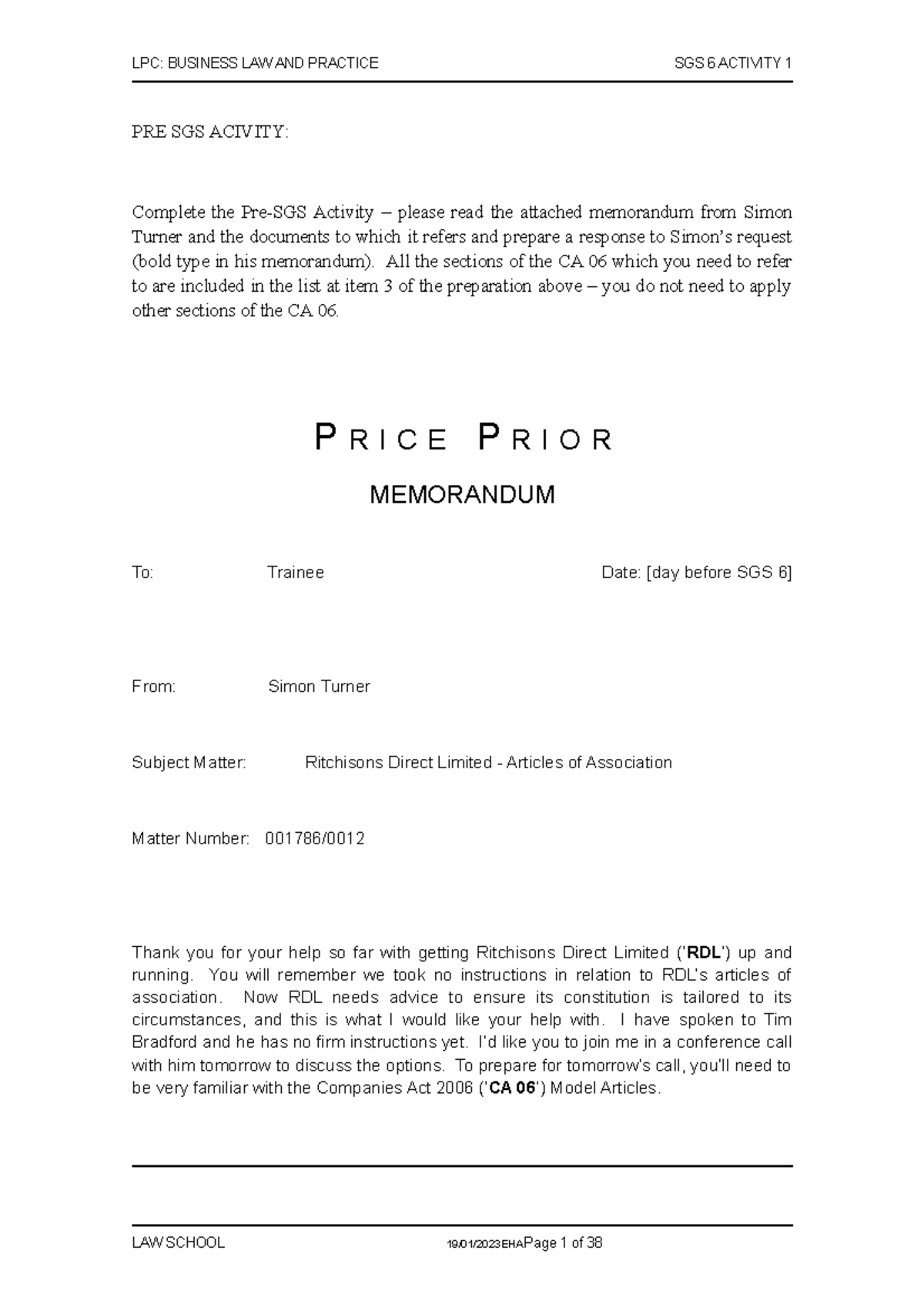 SGS 6 - Matt Roden - PRE SGS ACIVITY: Complete the Pre-SGS Activity ...