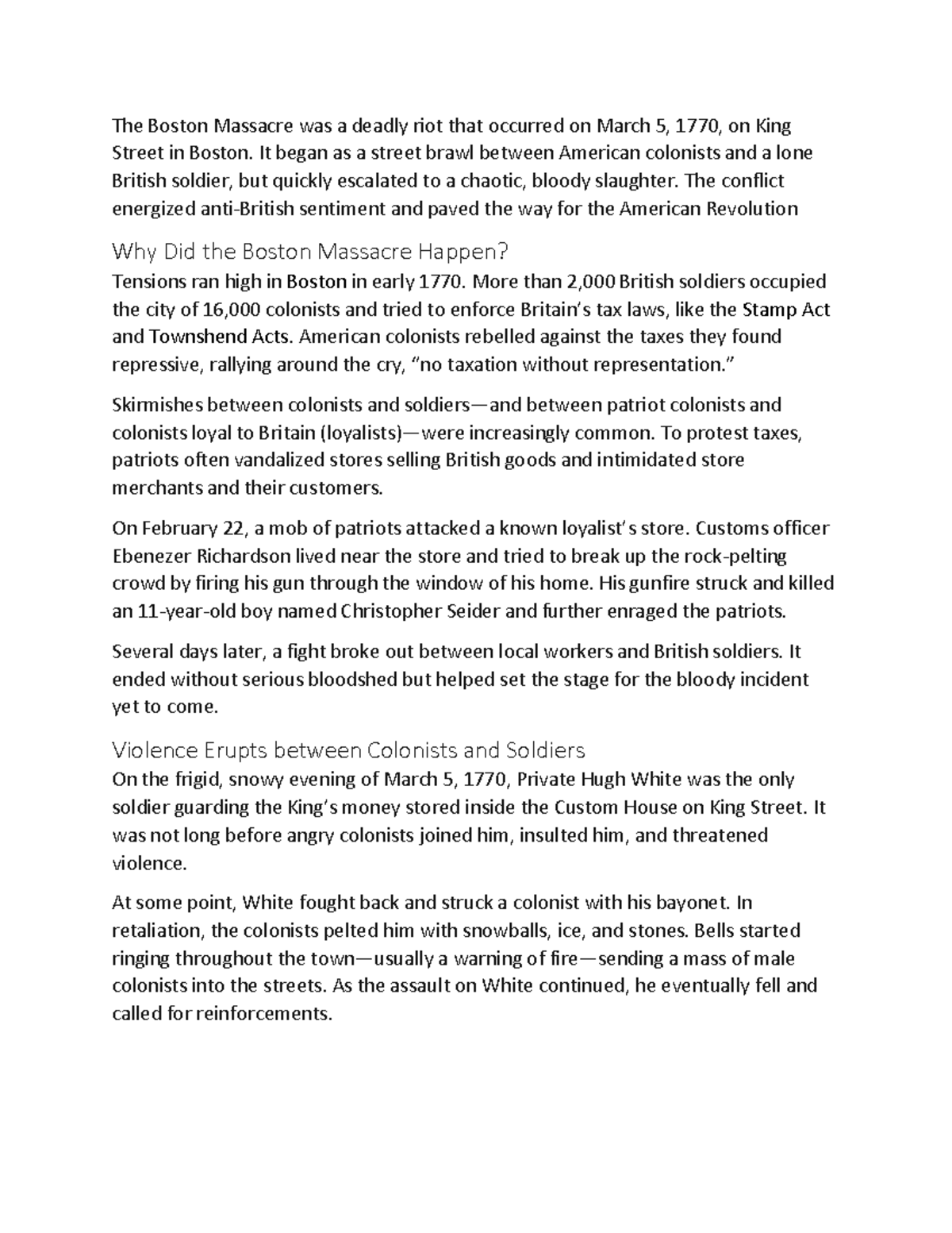 Bloody Massacre - Notes - The Boston Massacre was a deadly riot that ...