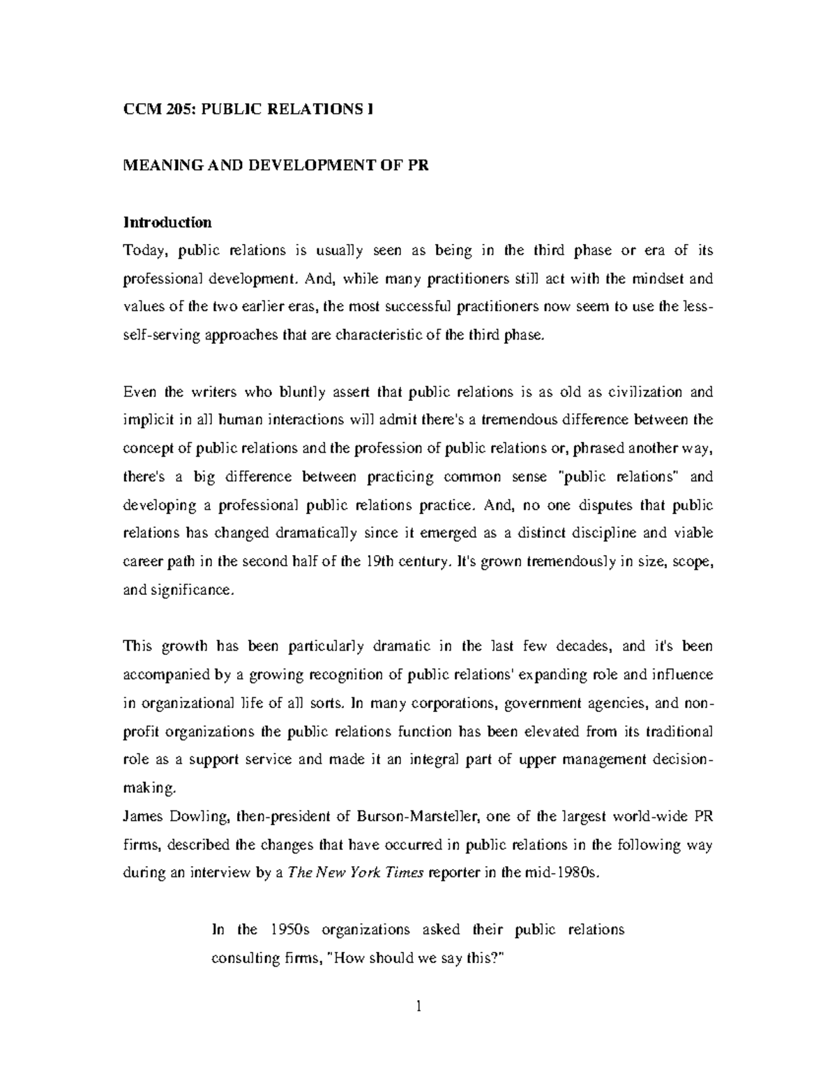 1669659649953 PR Notes - CCM 205: PUBLIC RELATIONS I MEANING AND ...